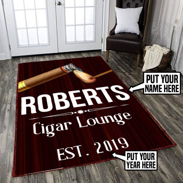 personalized cigar lounge rug 05990 - Rustypod Store
