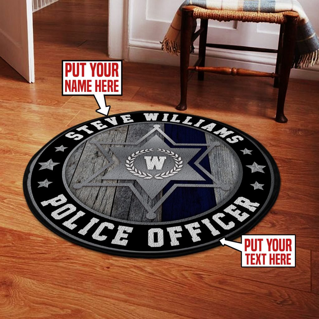 personalized police officer round mat 06189 - Rustypod Store