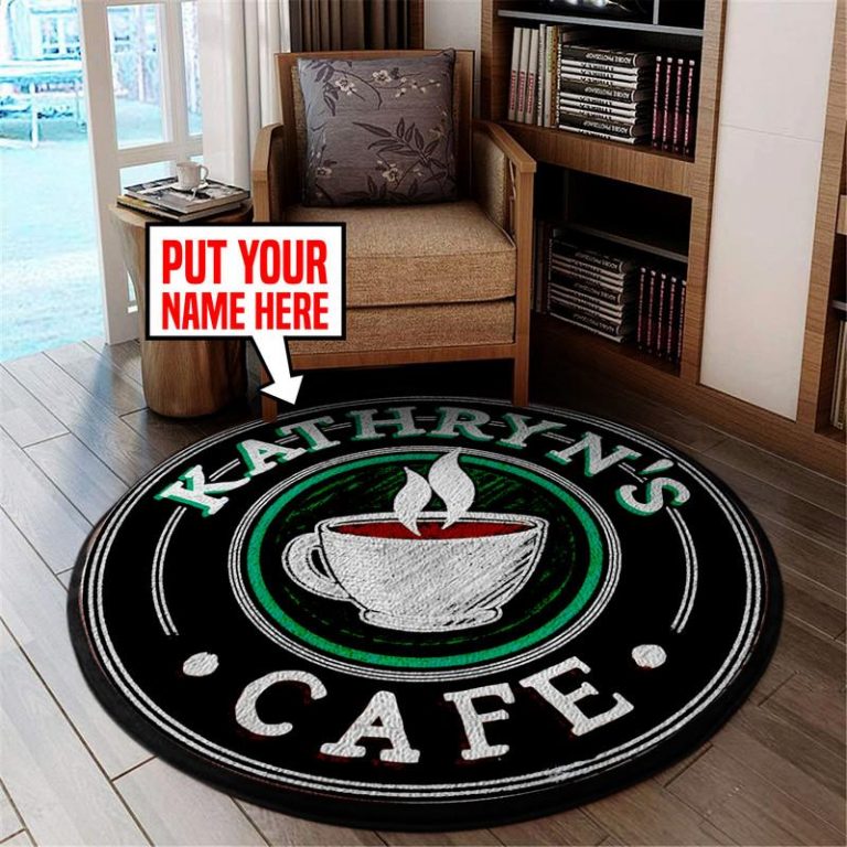 personalized coffee shop round mat 06242 - Rustypod Store