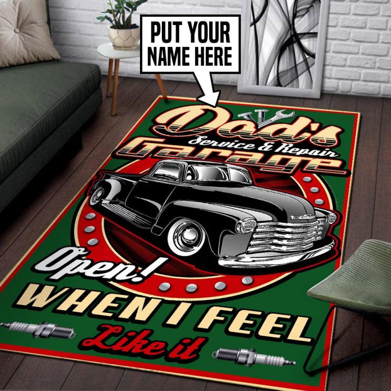 personalized garage rug 06824 - Rustypod Store