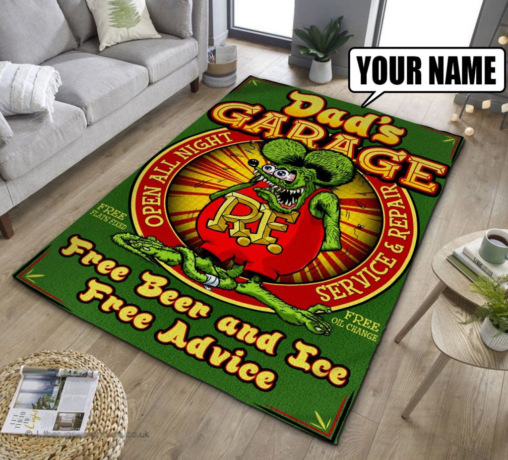 Personalized garage rat fink rug 06964 - Rustypod Store