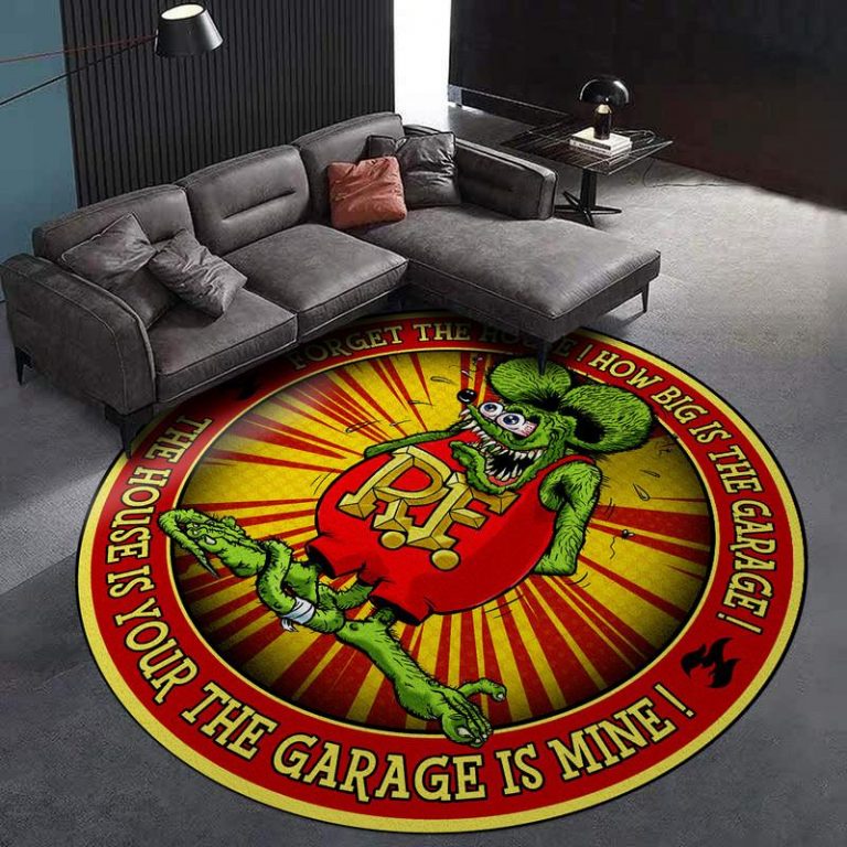Rat fink hot rod garage round mat 07087 - Rustypod Store