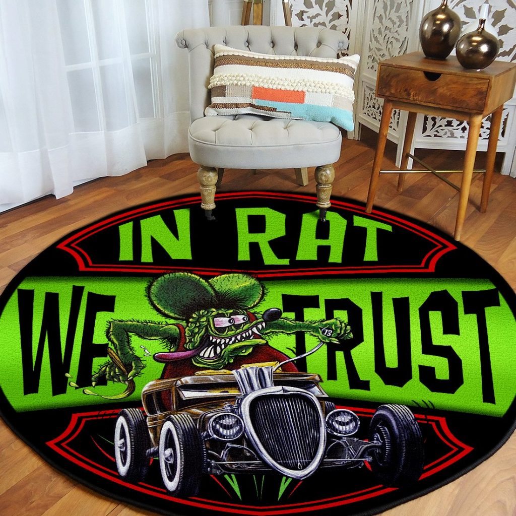In rat we trust rat fink round mat 08012 - Rustypod Store