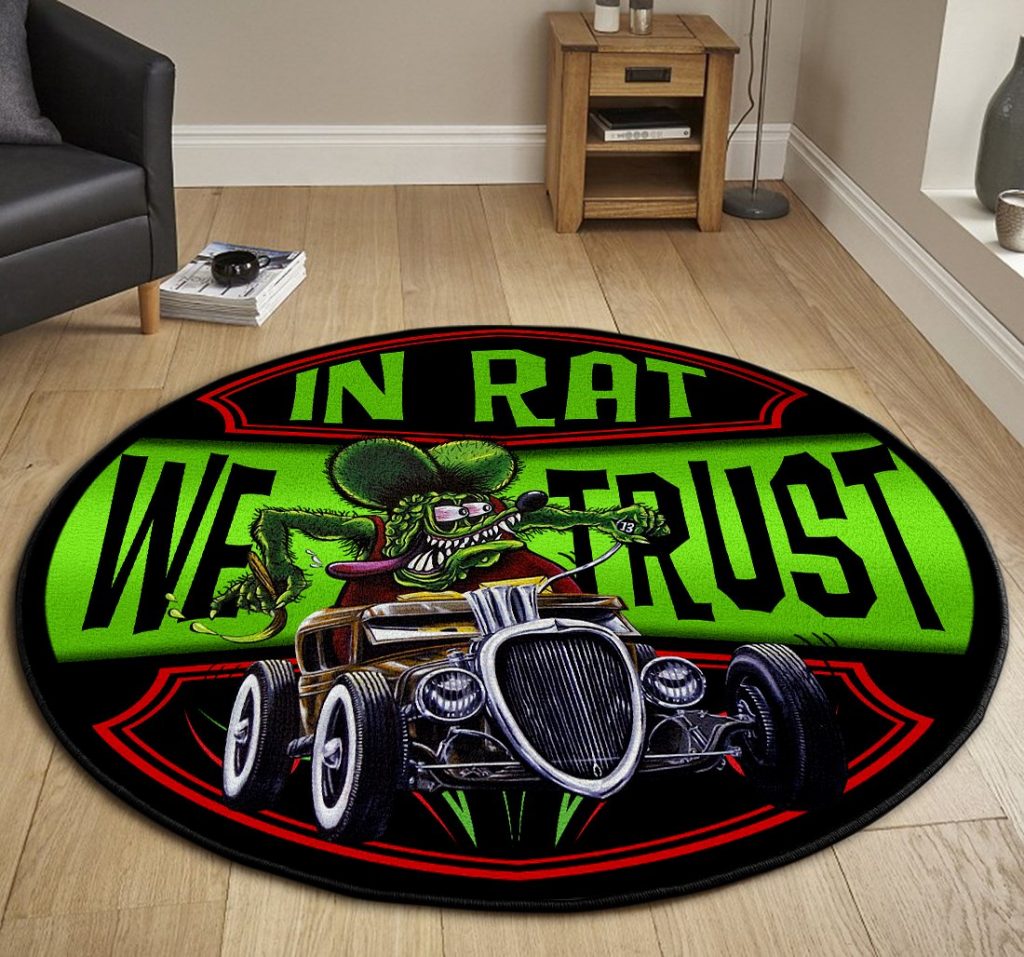 In rat we trust rat fink round mat 08012 - Rustypod Store