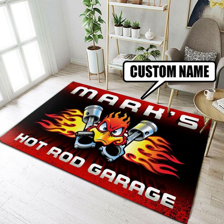 personalized hot rod duck rug 08388 - Rustypod Store