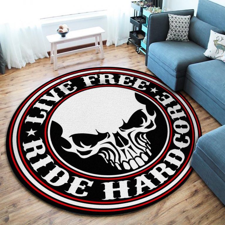 LIVE FREE RIDE HARDCORE Biker Rider Chopper round mat 08591 - Rustypod ...