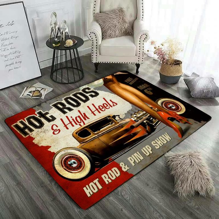 personalized hot rod garage rug 07812 - Rustypod Store