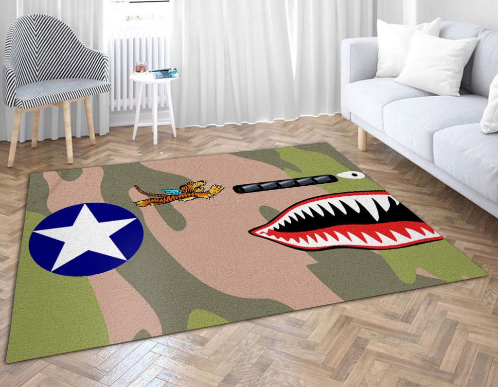 Flying Tigers Shark Teeth P-40 Warhawk WW2 rug 08999 - Rustypod Store