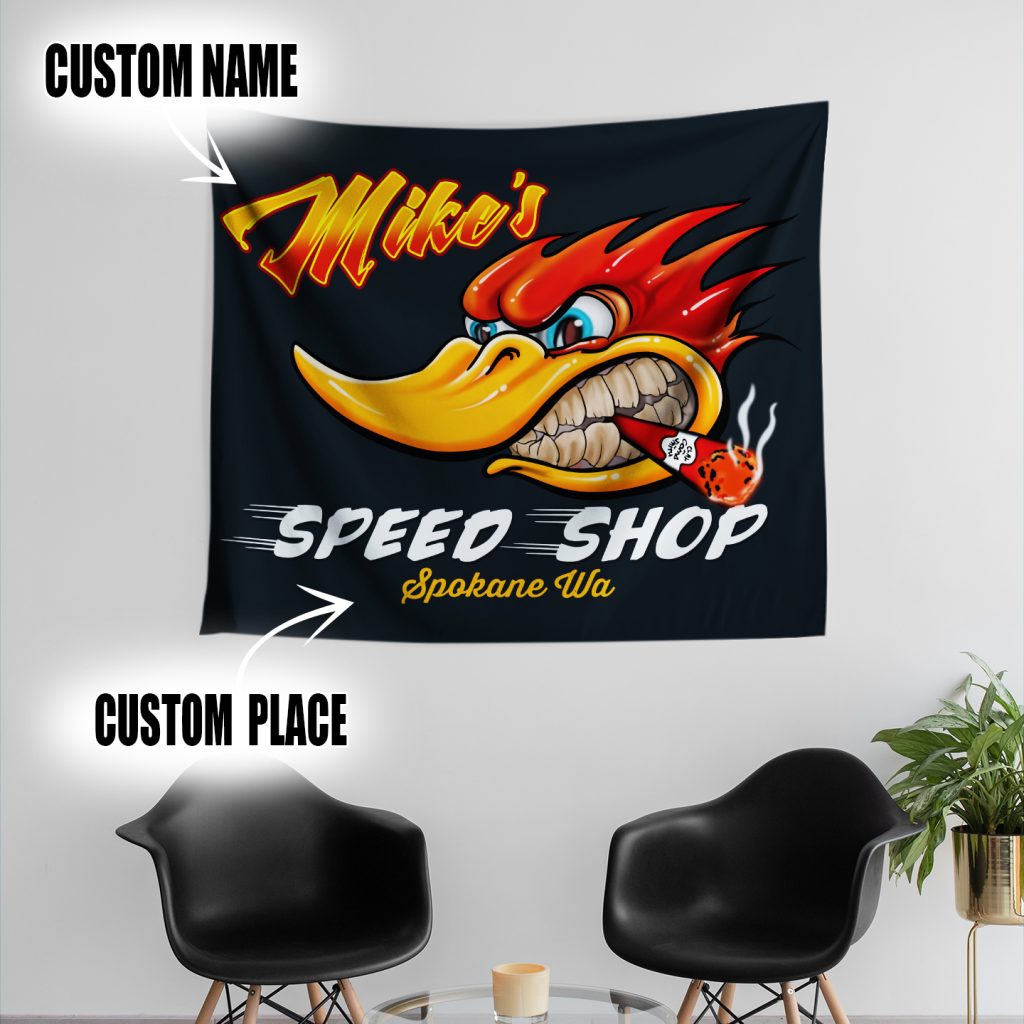 personalized woodpecker | hot rod tapestry 09291 - Rustypod Store