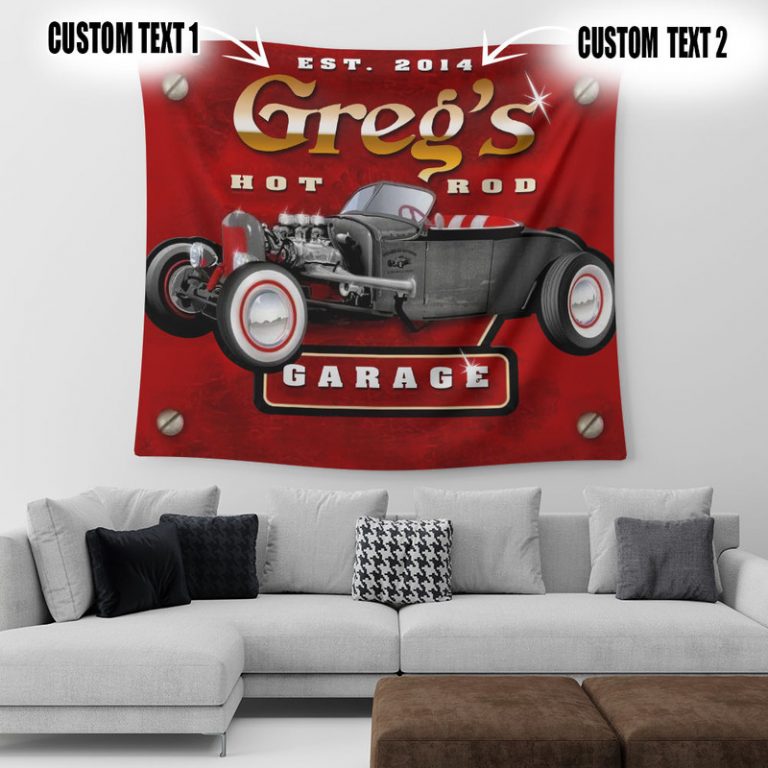 personalized hot rod tapestry 09500 - Rustypod Store