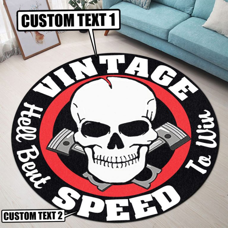 personalized vintage speed | hell bent to win | hot rod round mat 09518 ...