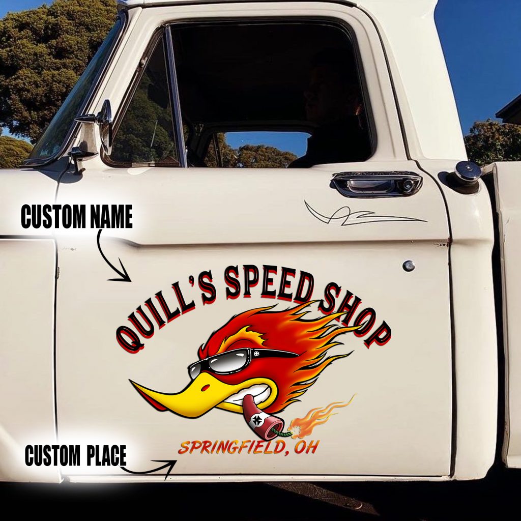 2 PCS personalized Speed Shop | Hot Rod vinyl stickers 09410 - Rustypod ...