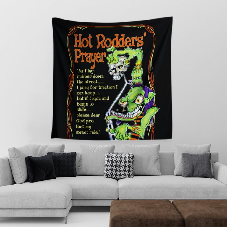 hot rodder's prayer | hot rod garage | speed shop tapestry 09646 ...