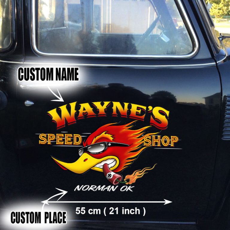 2 PCS personalized Speed Shop | Hot Rod vinyl stickers 09652 - Rustypod ...
