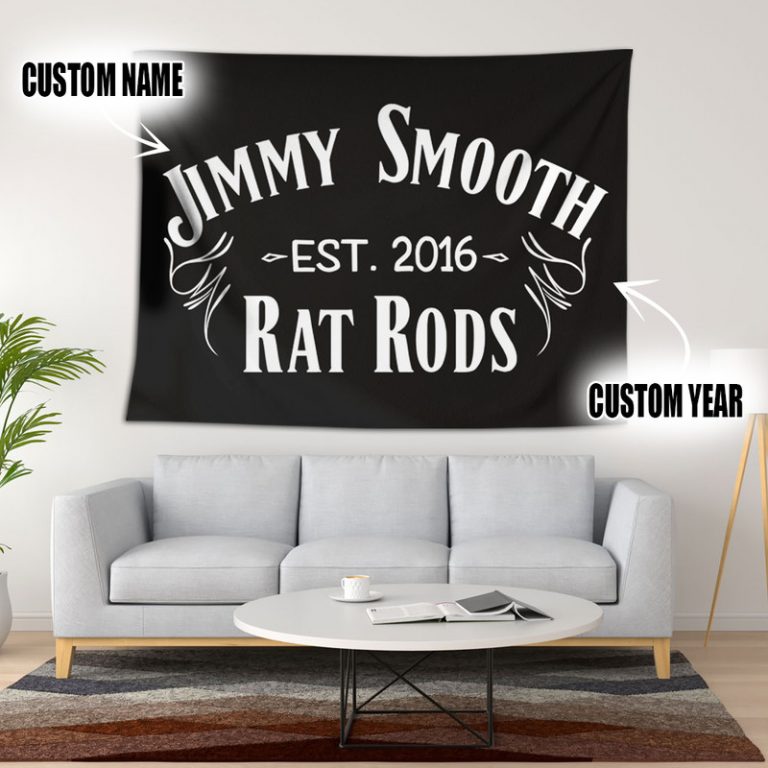 personalized rat rods | hot rod garage tapestry 09666 - Rustypod Store