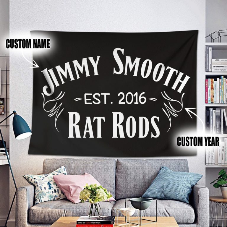 personalized rat rods | hot rod garage tapestry 09666 - Rustypod Store