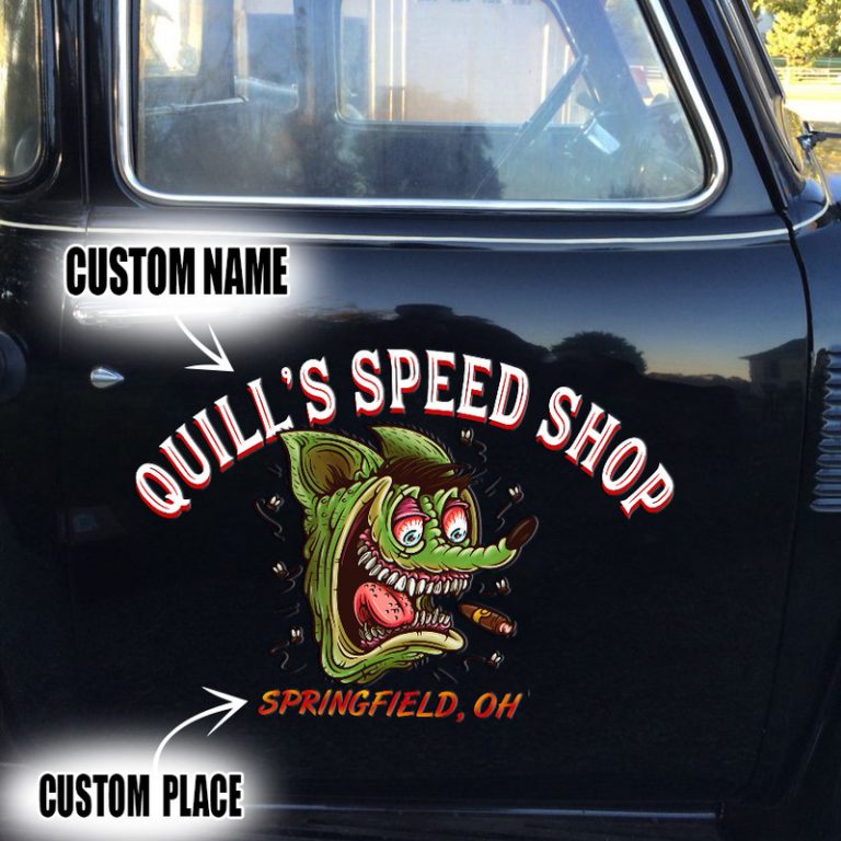 2 pcs personalized hot rod garage | speed shop | rat rod set 02 vinyl ...