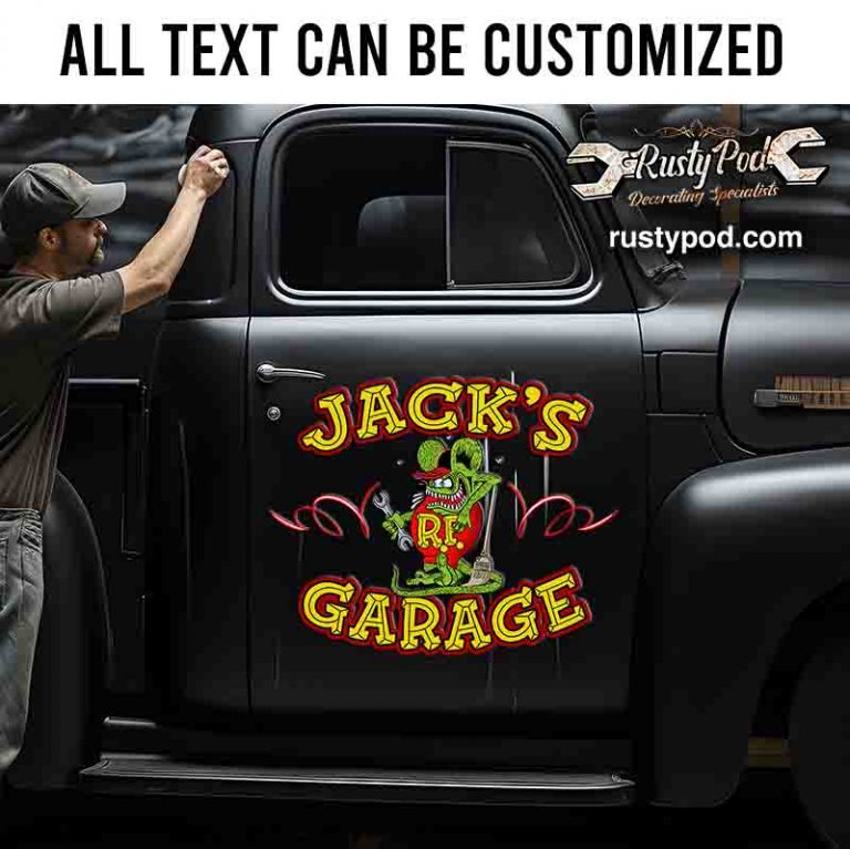 2 pcs personalized hot rod garage | rat rod | pinstripe | kustom ...