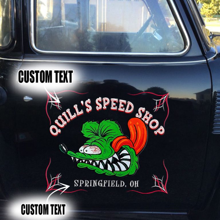 2 pcs personalized hot rod garage | pinstripe | door art set 02 vinyl ...