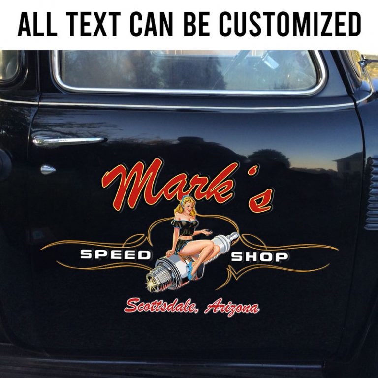 2 pcs personalized pinup candle spark plugs | hot rod garage set 02 ...