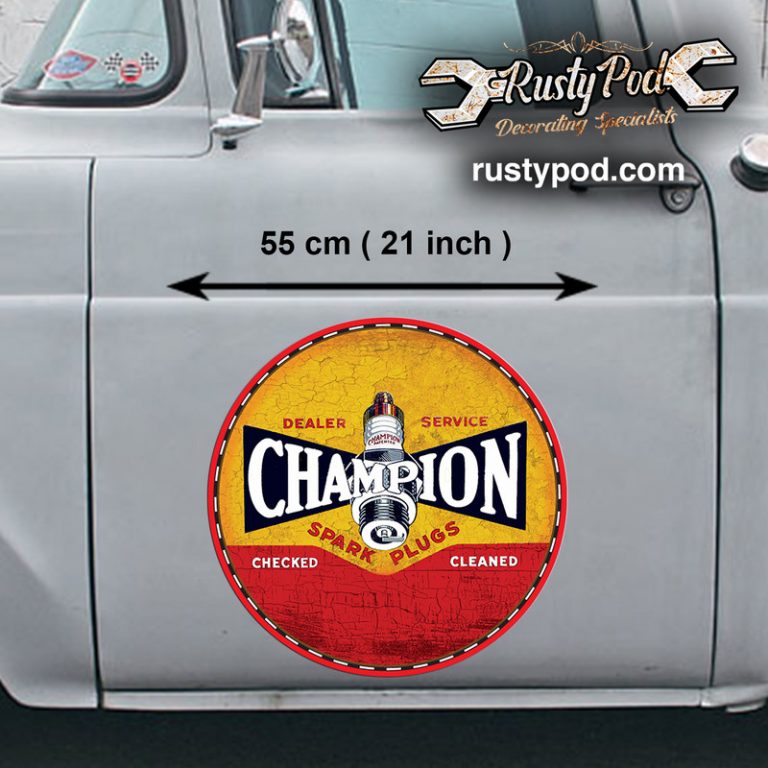 CHAMPION Distressed Look Classic Retro Vintage Car | hot rod garage ...
