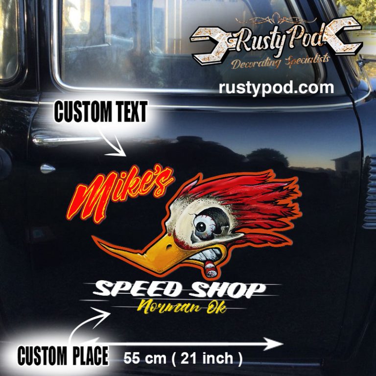 2 pcs personalized hot rod garage| funny | door art | car paint vinyl ...