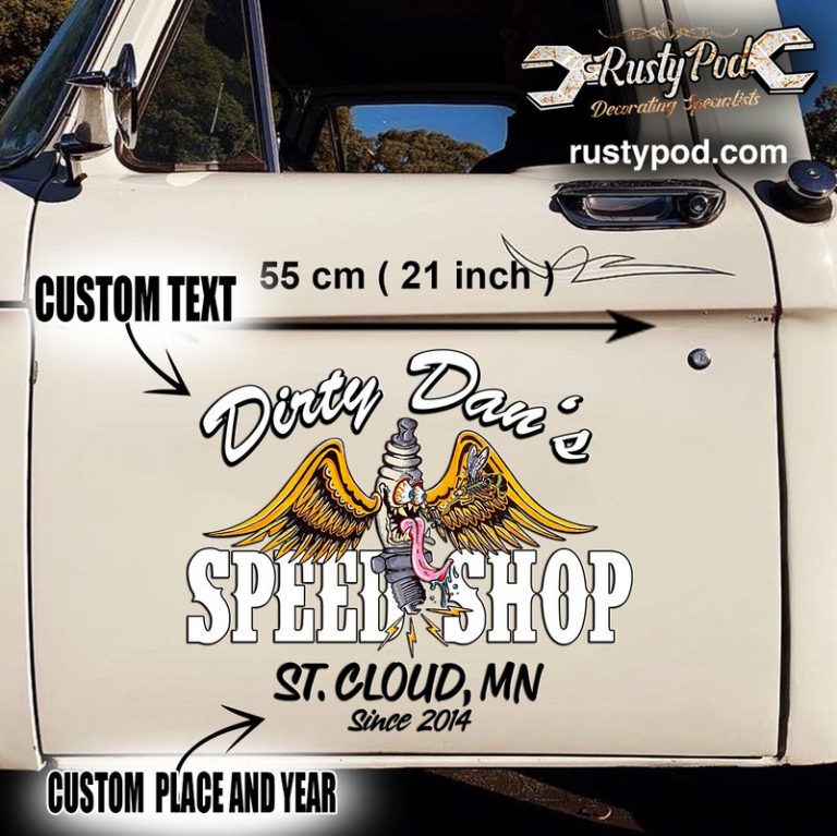 personalized hot rod garage | spark plug | lowbrow art | door lettering ...