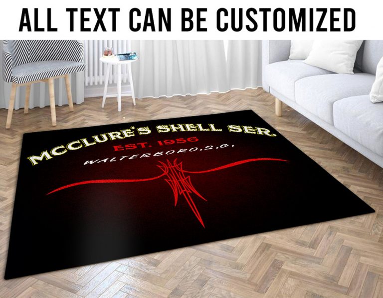 personalized pinstripe hot rod garage rug 09686 - Rustypod Store