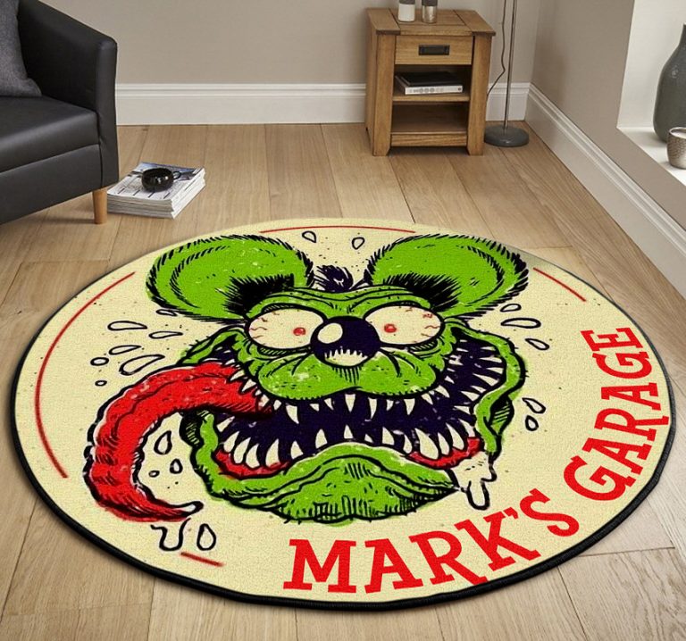 Personalized hot rod garage decor | rat fink | old school round mat ...