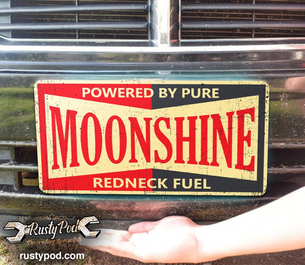 power by moonshine | hot rod license plate 10132 - Rustypod Store