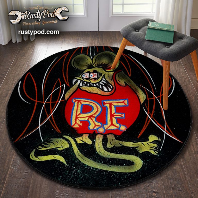 Rat fink | pinstriping round mat | hot rod garage round mat | kustom ...