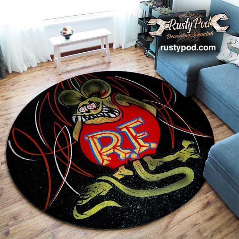 Rat fink | pinstriping round mat | hot rod garage round mat | kustom ...
