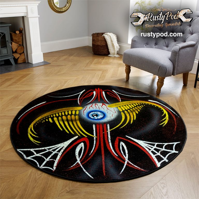 flying eyeball | hot rod garage | kustom kulture | old school round mat ...