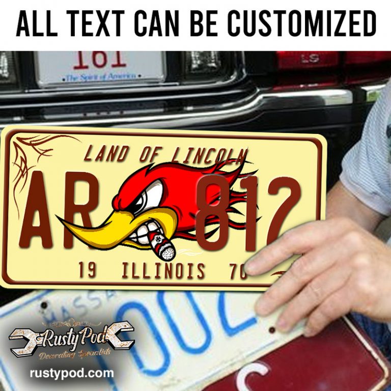 personalized hot rod bird | garage decor | kustom kulture license plate ...