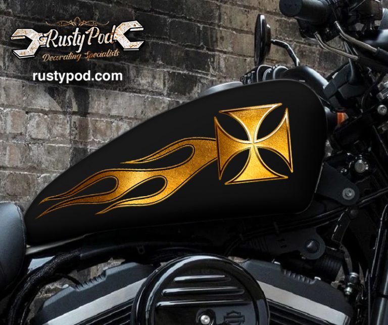2 pcs Chopper Cross motorcycle fuel tank decal 10213 - Rustypod Store