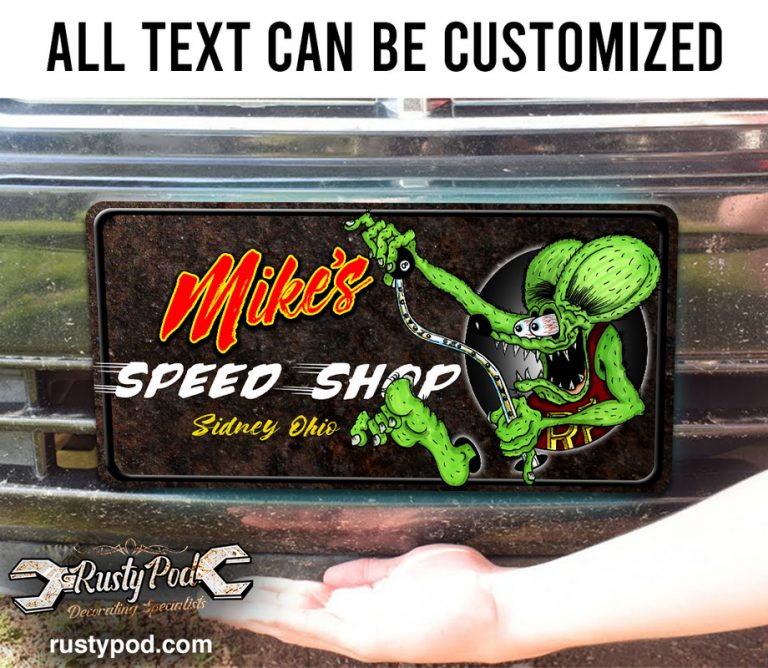 Personalized Hot Rod Garage | Speed Shop license plate 10234 - Rustypod ...