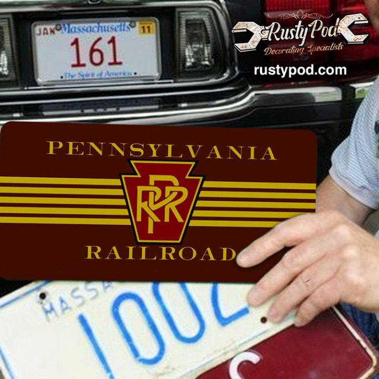 Pennsylvania Railroad 5 Stripe license plate 10249 - Rustypod Store
