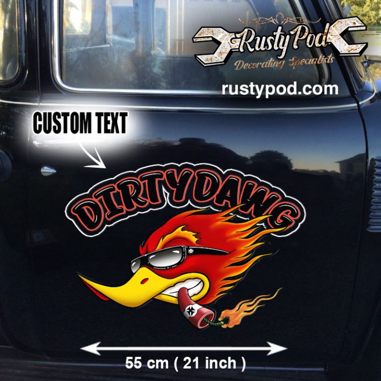 2 pcs personalized hot rod bird vinyl sticker 10257 - Rustypod Store