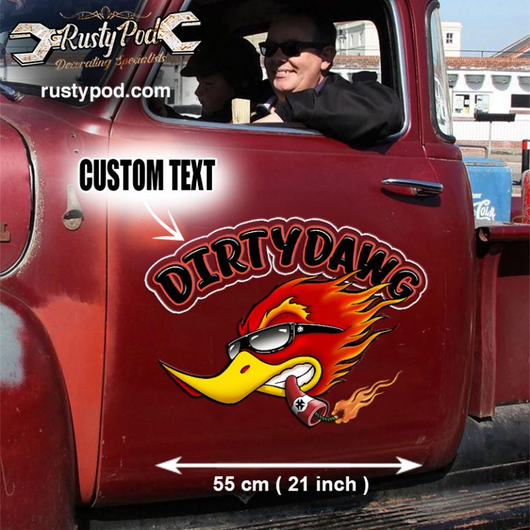 2 pcs personalized hot rod bird vinyl sticker 10257 - Rustypod Store