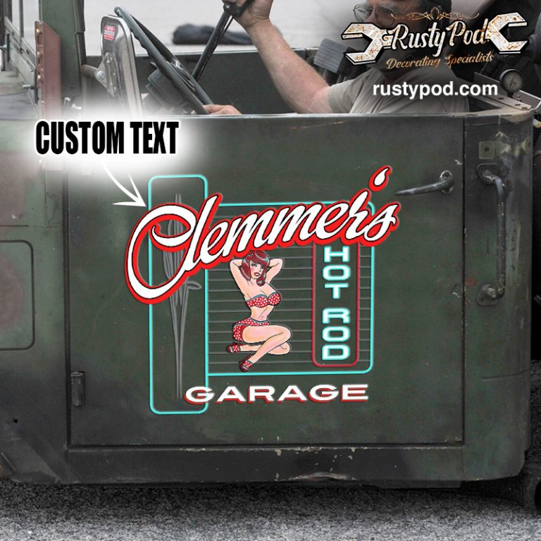 personalized pinstriping pinup girl vinyl sticker 10340 - Rustypod Store