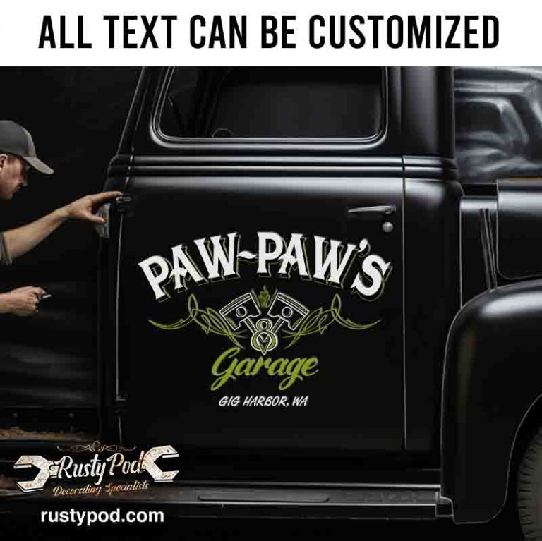 personalized V8 engine piston pinstripping vinyl sticker 10362 ...