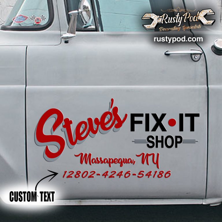personalized fix it shop vinyl sticker 10399 - Rustypod Store