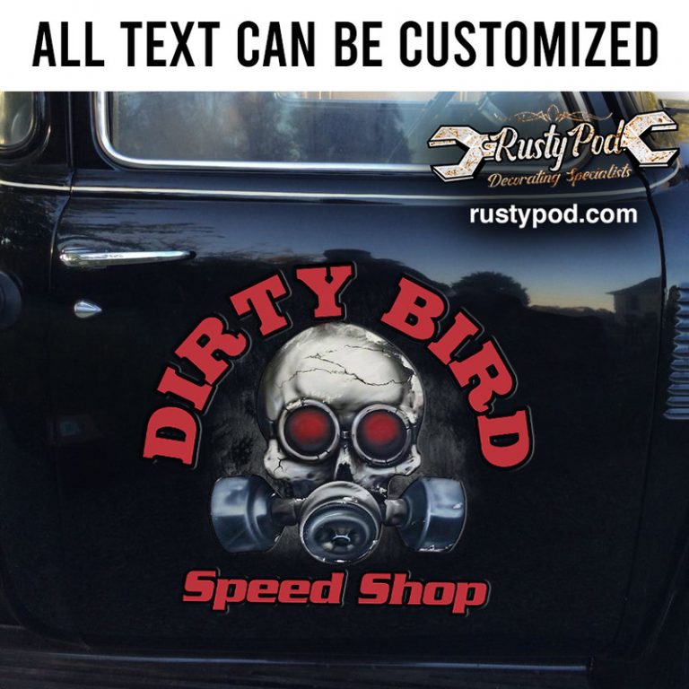 personalized skull hot rod vinyl sticker 10414 - Rustypod Store
