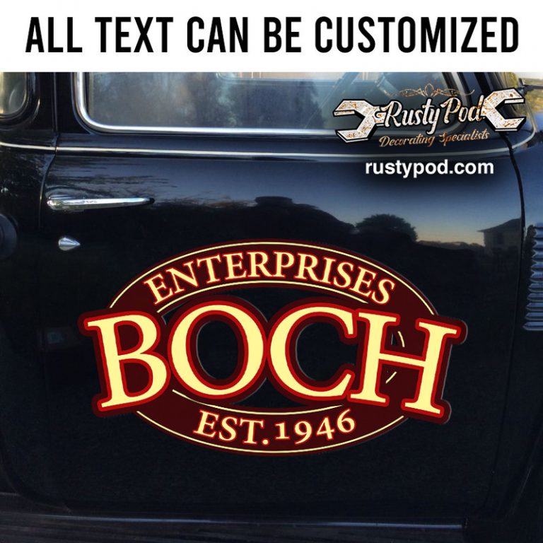personalized garage hot rod lettering vinyl sticker 10446 - Rustypod Store