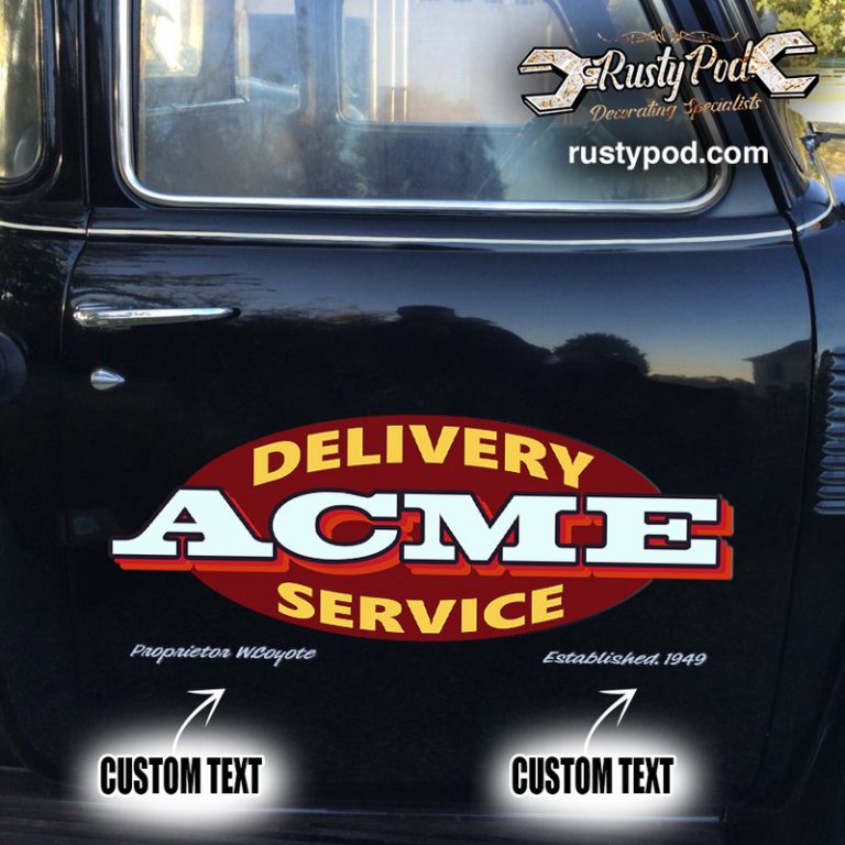 personalized acme delivery service vinyl sticker 10463 - Rustypod Store