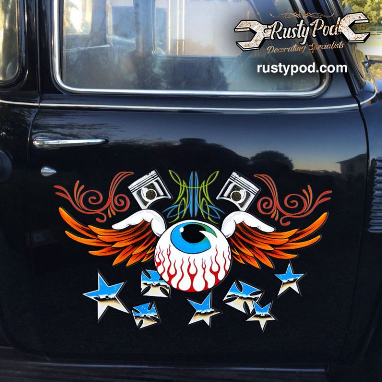 eyeball pinstriping piston vinyl sticker 10483 - Rustypod Store