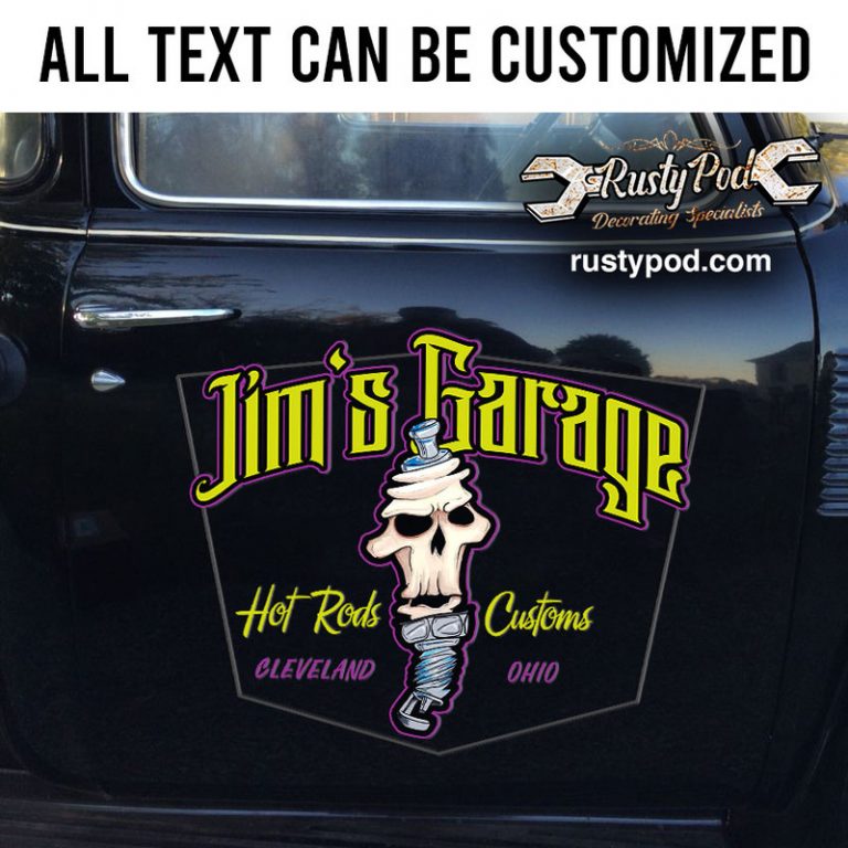 personalized spark plug lettering vinyl sticker 10496 - Rustypod Store