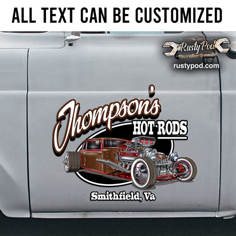 personalized hot rods lettering vinyl sticker 10504 - Rustypod Store