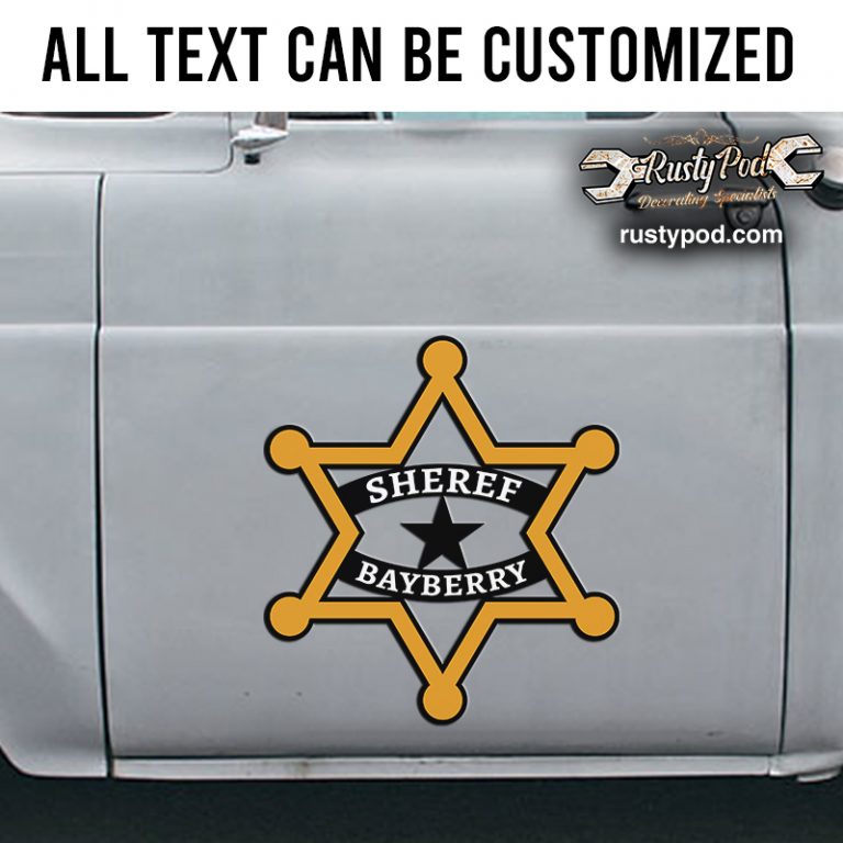 personalized sheriff star lettering vinyl sticker 10541 - Rustypod Store