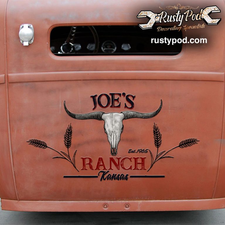 personalized ranch lettering vinyl sticker 10548 - Rustypod Store